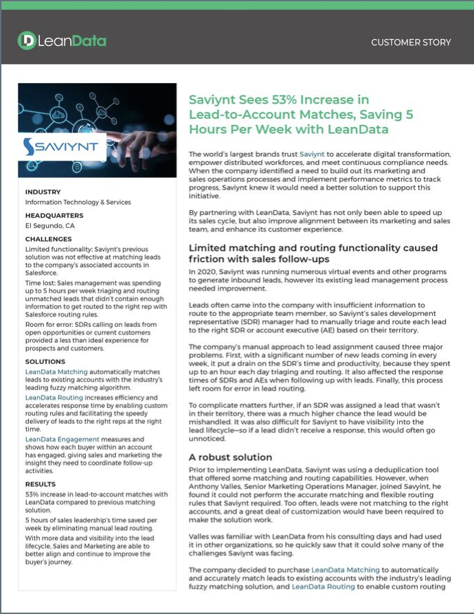 Guiding the First Step of the Buyer Journey with Lead-to-Account ...